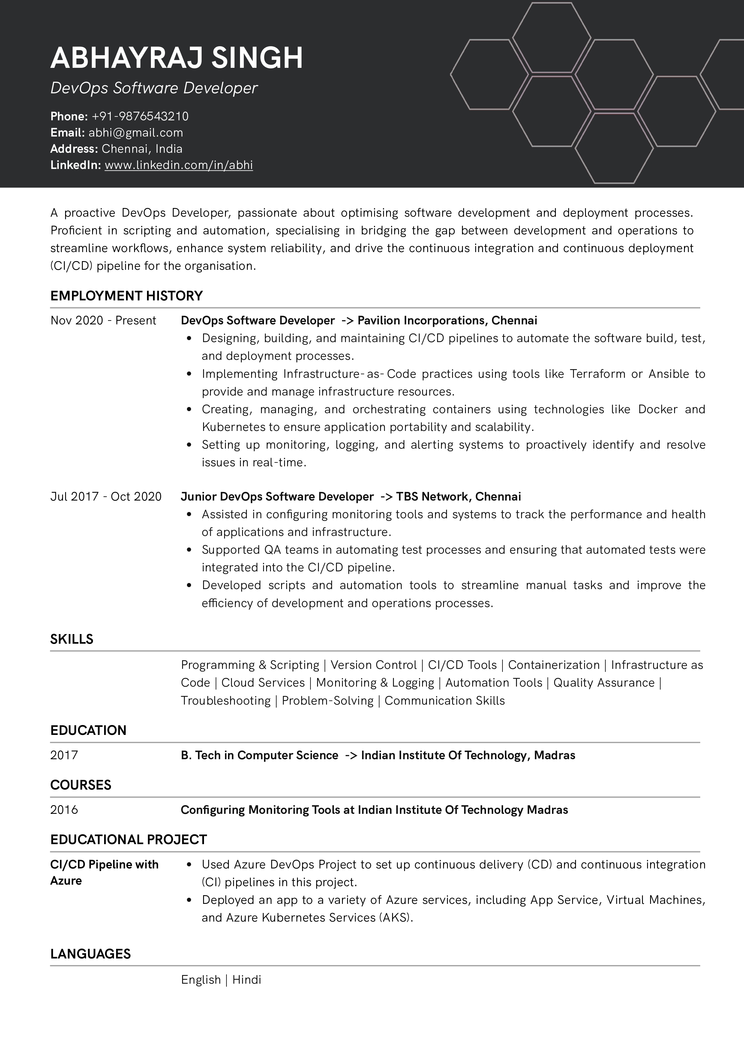Sample Resume of Tableau Developer with Template & Writing Guide ...